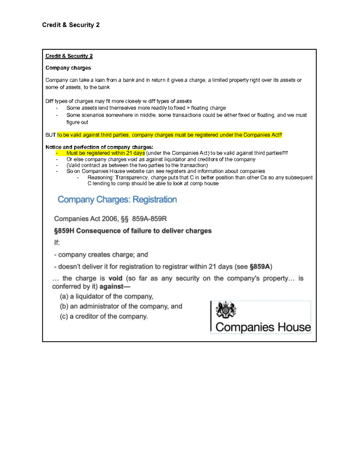PQ Credit & Security Notes: Understanding Company Charges and Types ...