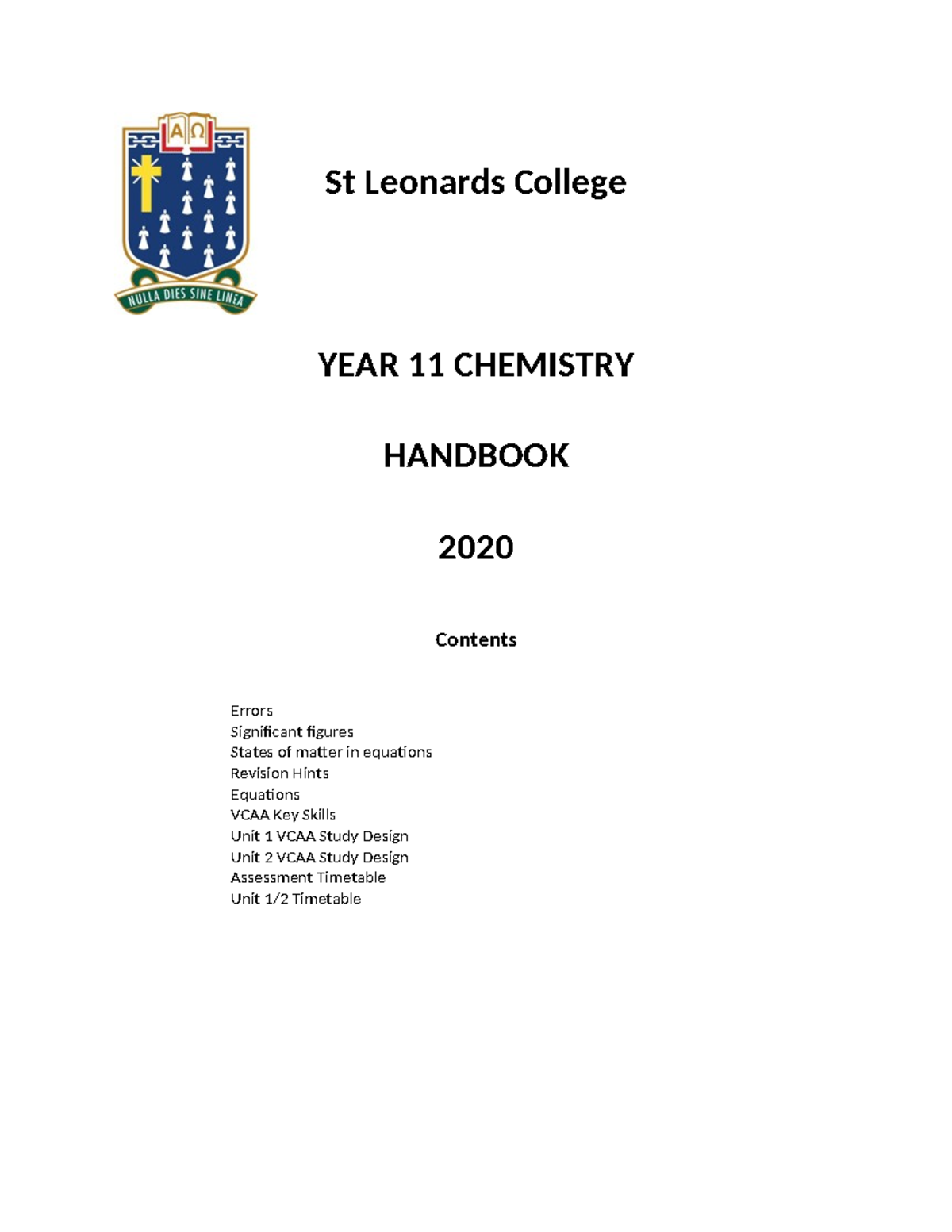 2020 YR11 CHEMISTRY HANDBOOK: Key Concepts & Skills - Studocu