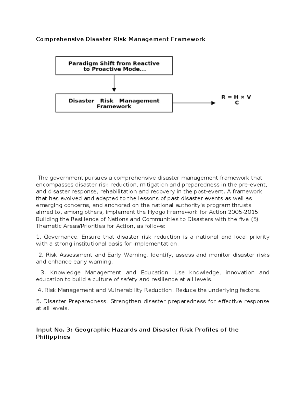 Comprehensive Disaster Risk Management Framework: A Philippine ...