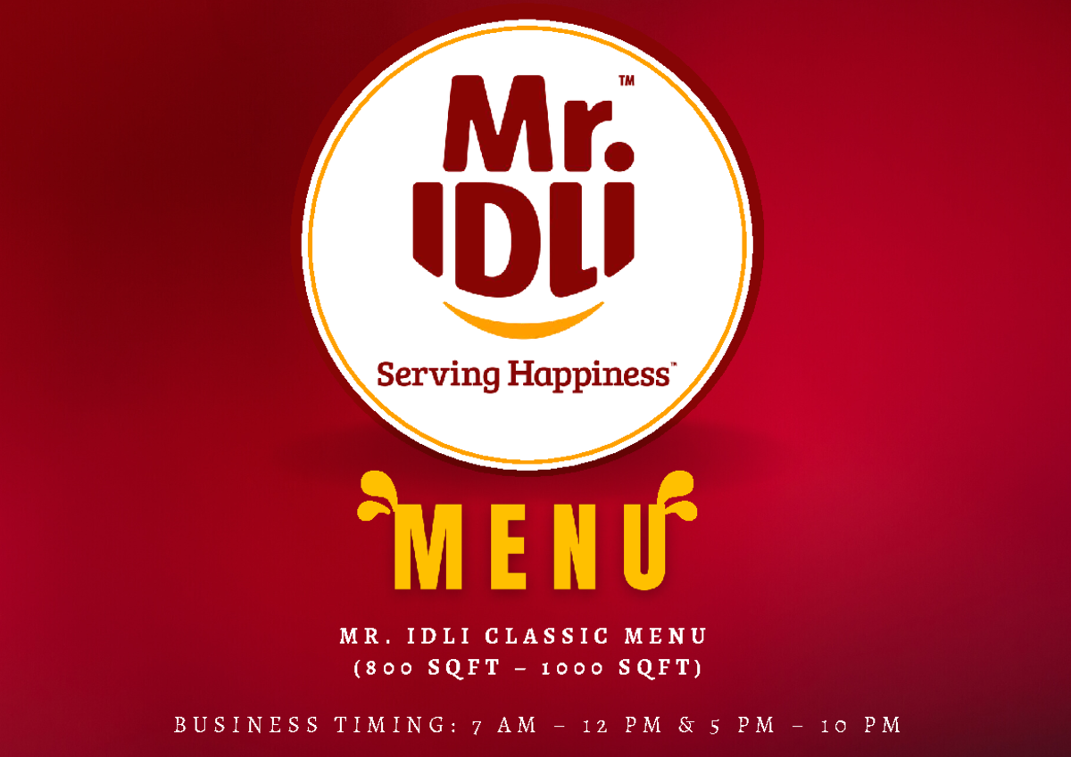 Mr.Idli Classic Menu - dddddddddddddddddddddddddd - B U S I N E S S T I ...