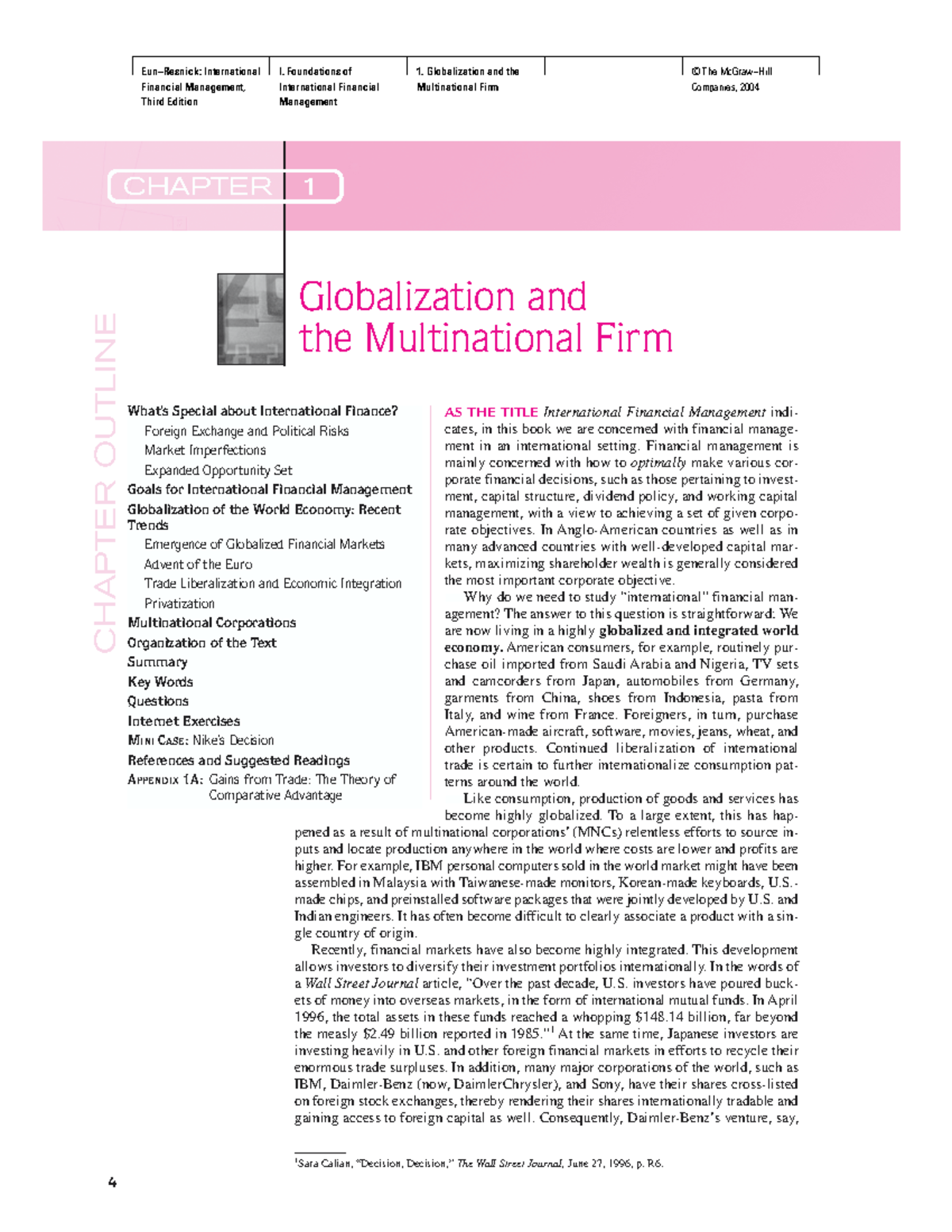 International Financial Management (FIN 301): Globalization ...