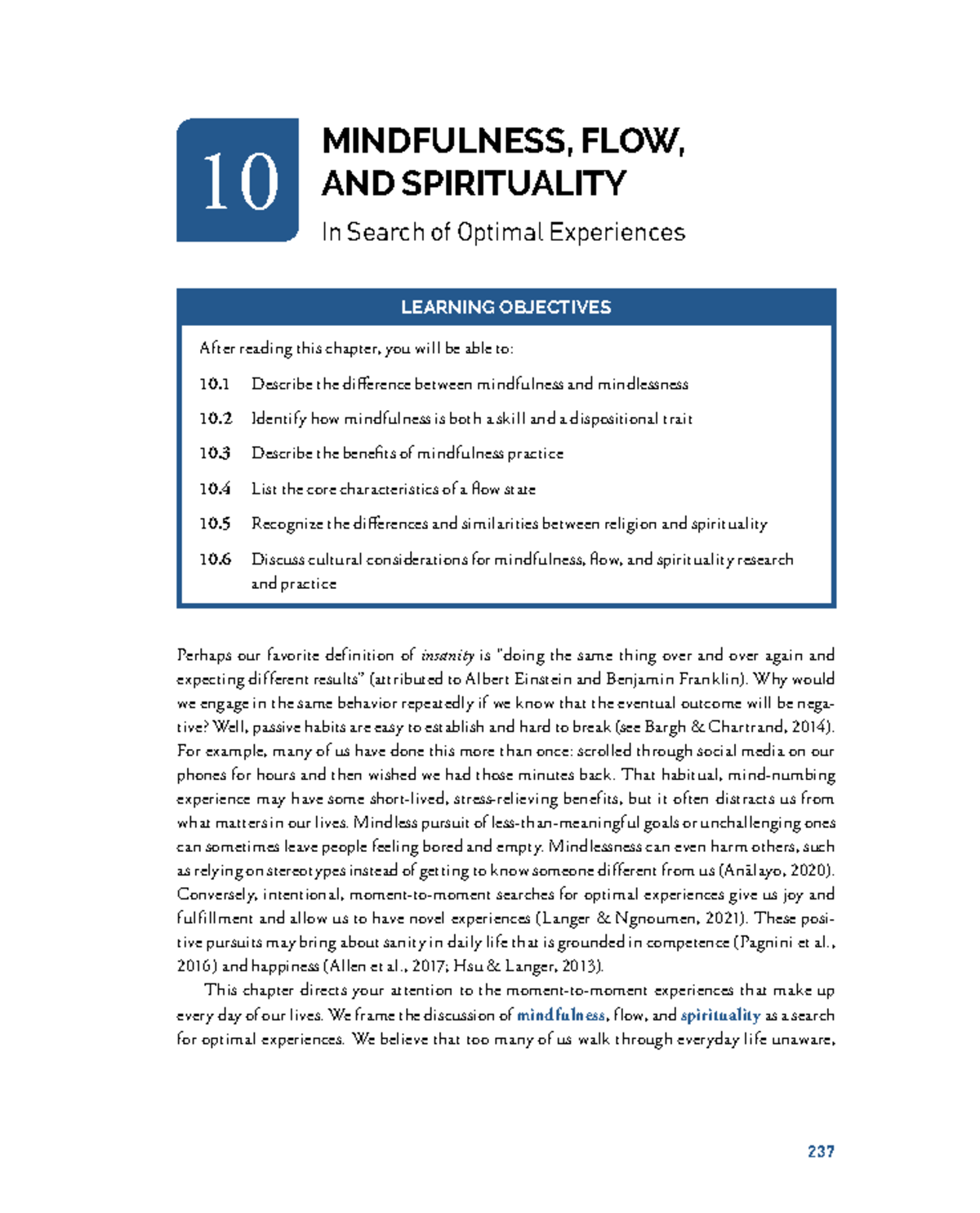 Chapter 10: Mindfulness, Flow, and Spirituality - In Search of Optimal ...