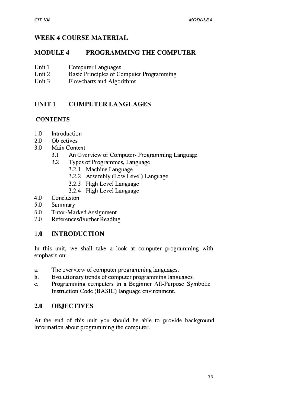 CIT 104 Module 4: Programming the Computer - Studocu