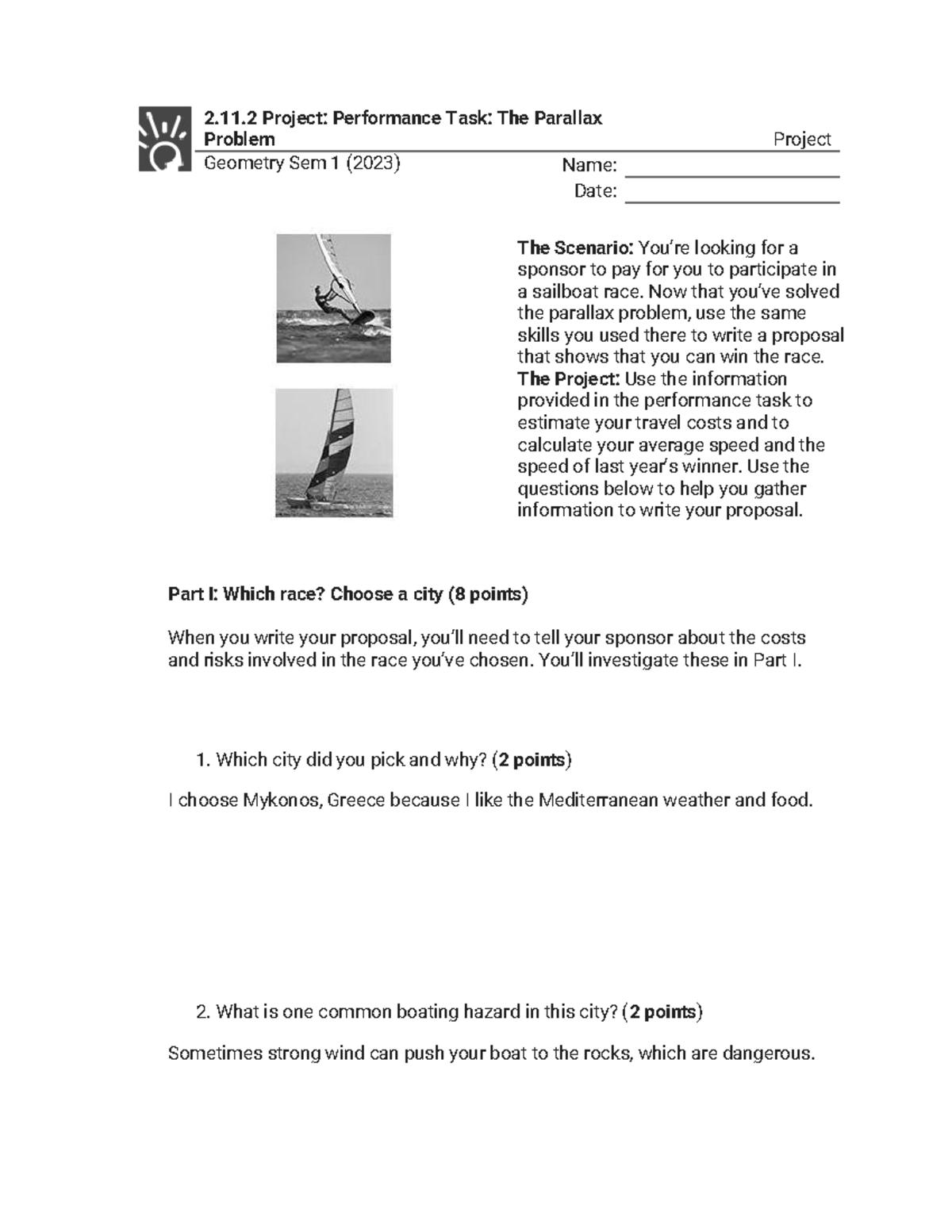 2.11 Project - Performance Task: The Parallax Problem Proposal - Studocu