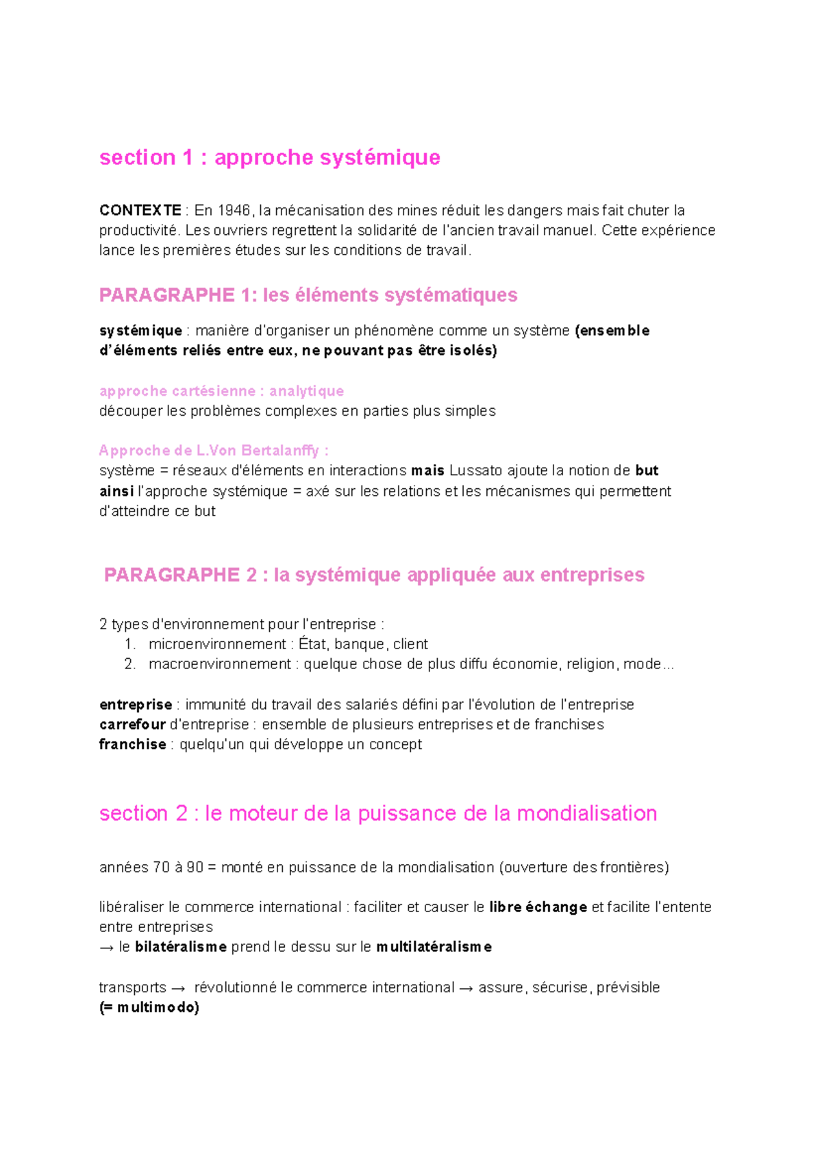 Fiche Chapitre 3 : Approche Systémique en Management et Mondialisation ...