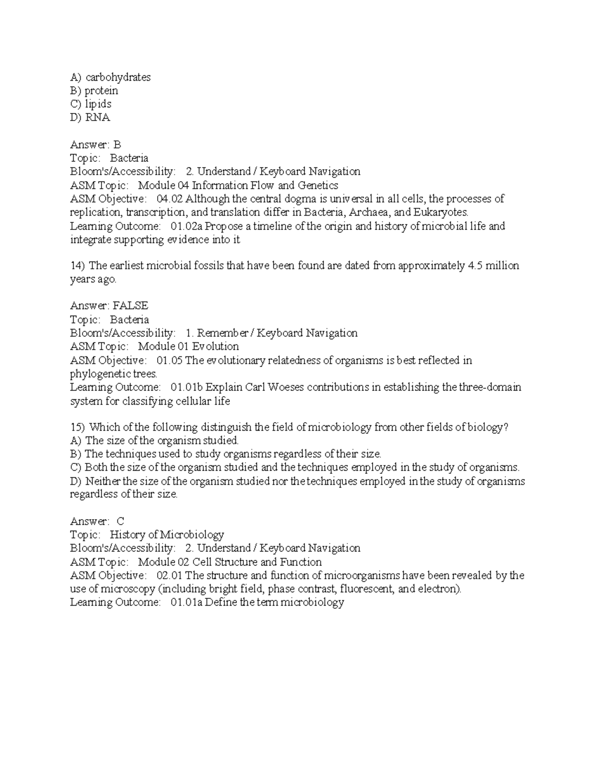 Test Bank: Prescott's Microbiology 12th Ed. (ASM) - Studocu