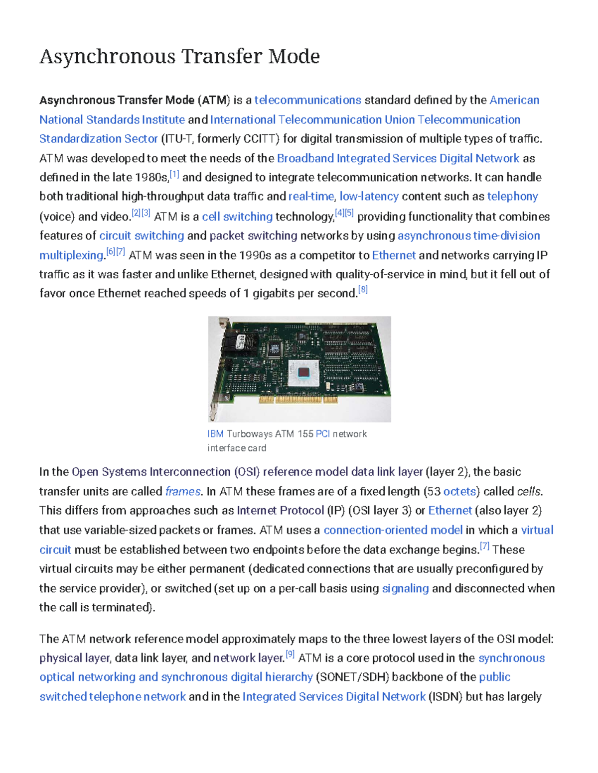 Asynchronous Transfer Mode (ATM): Overview and Protocols - Studocu