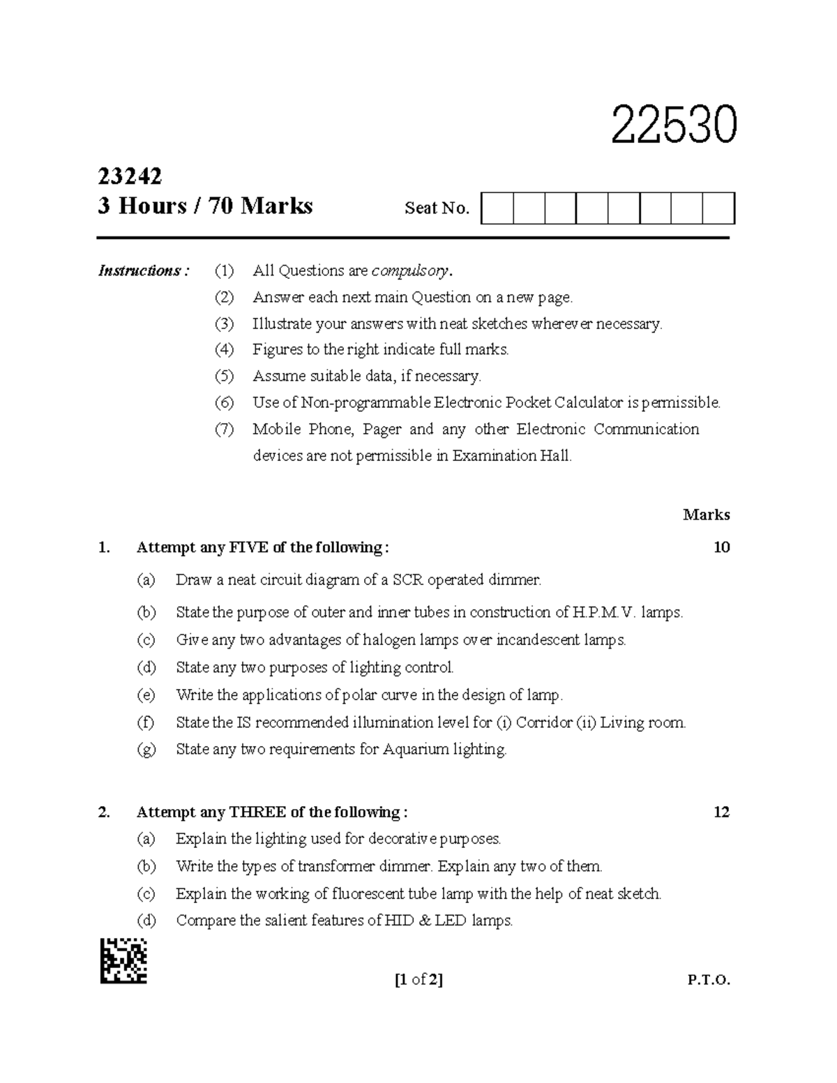22530 23242 Summer 2024 Exam: Lighting & Circuit Design Questions - Studocu