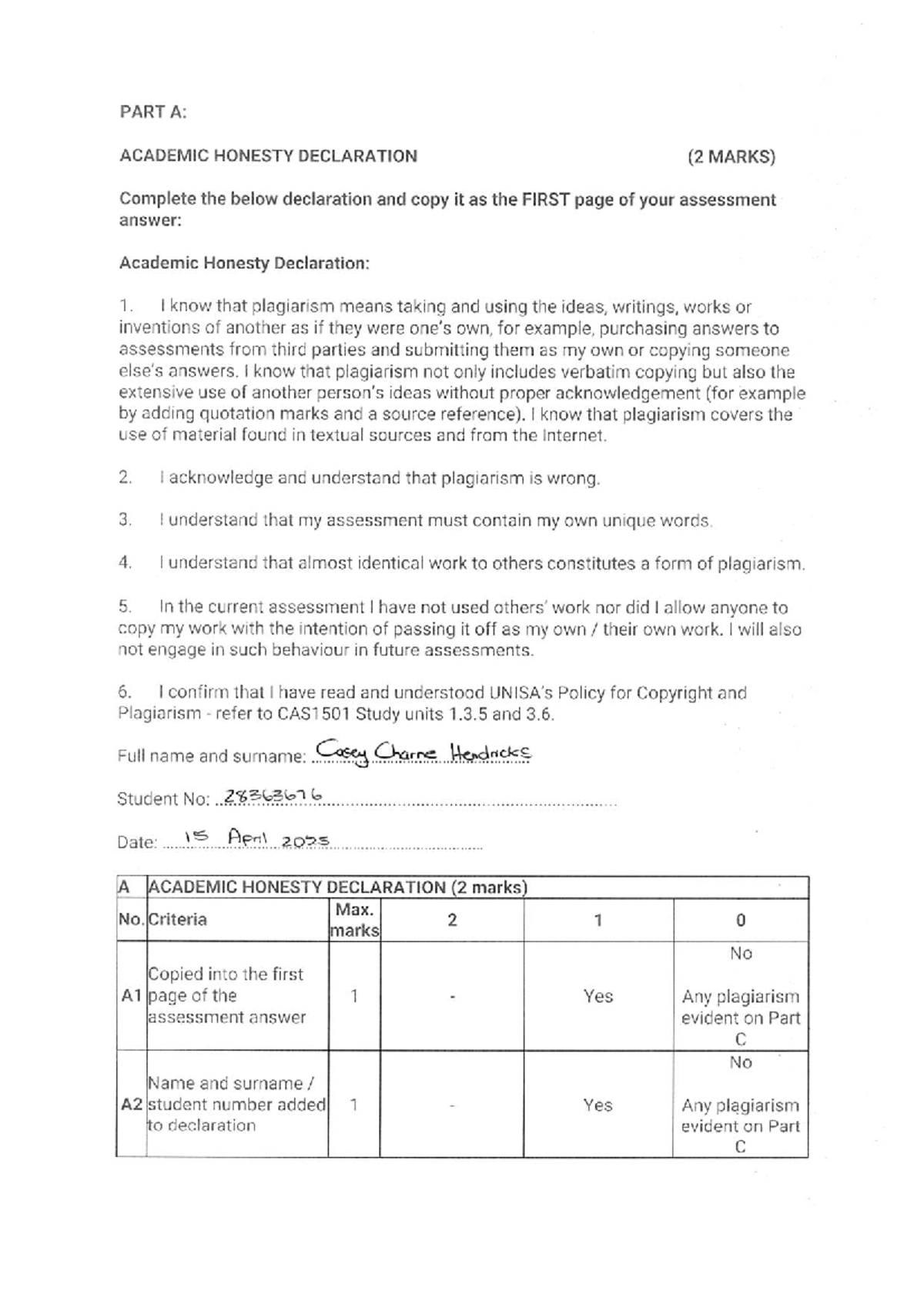 CAS1501 merged - Assignment - Assessment 3 - CAS Casey Hendricks ...