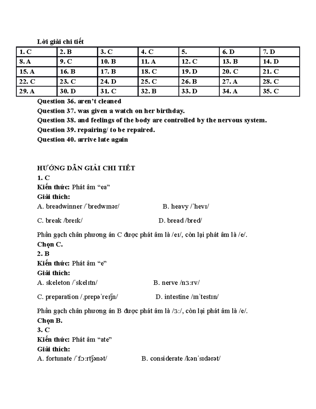 Test 1 - English Practice Exam Solutions and Detailed Explanations ...