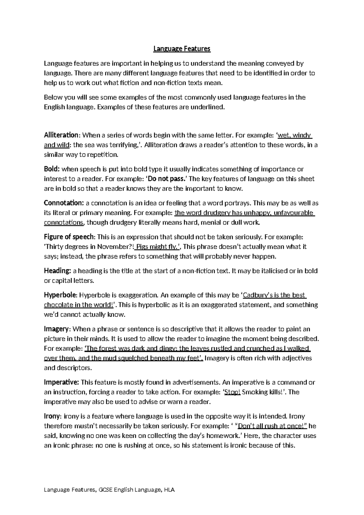 Language Features in GCSE English Language: Key Concepts and Examples ...