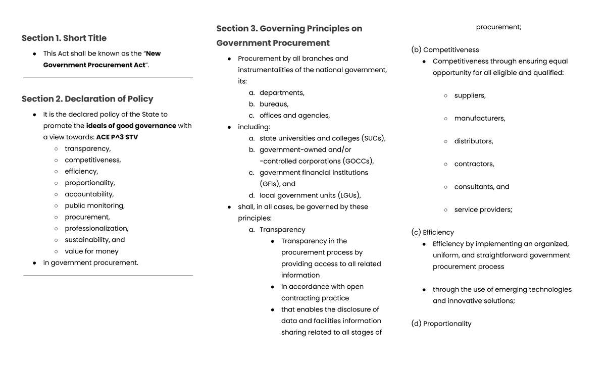 Government Procurement Act: Key Principles and Policies (BAE-LSCLX ...
