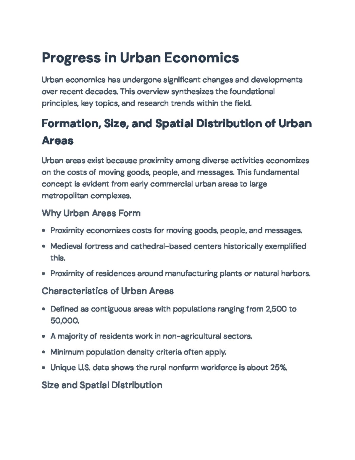 Urban Economics Overview: Principles, Trends, and Future Directions ...
