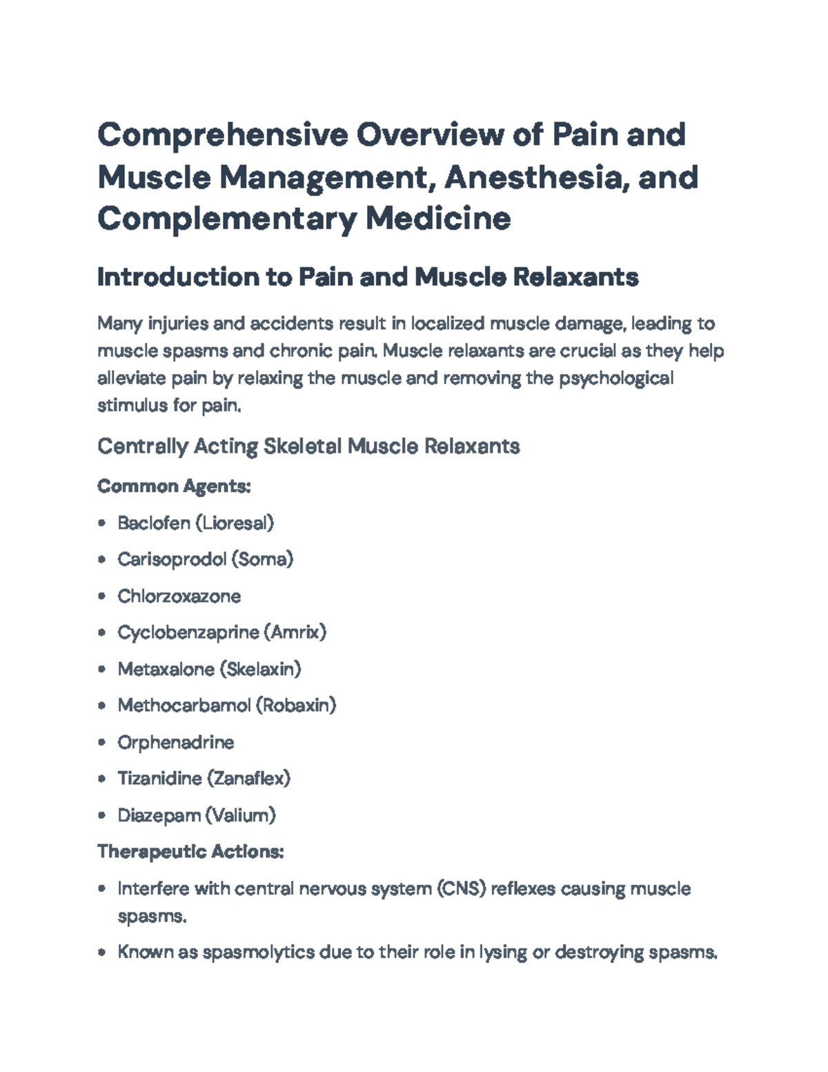 Comprehensive Overview of Pain Management, Anesthesia & Supplements ...
