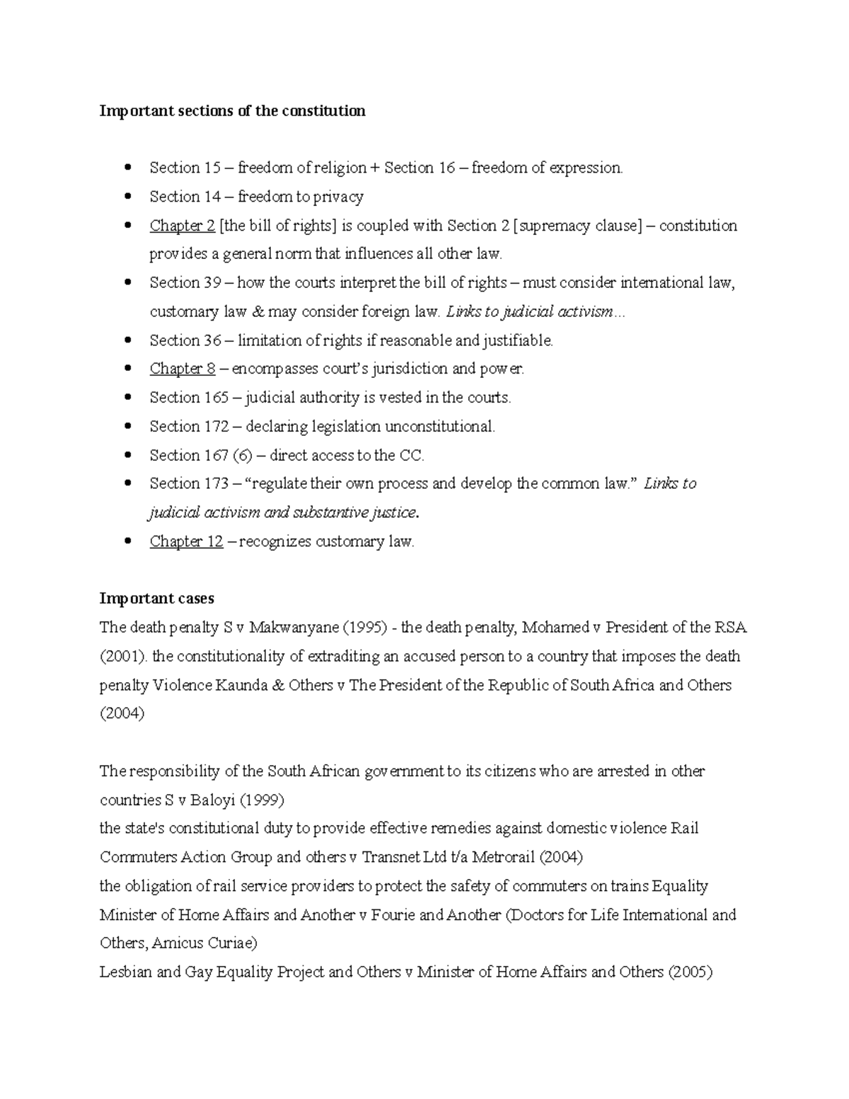 Key Constitutional Sections and Landmark Cases Analysis - Studocu