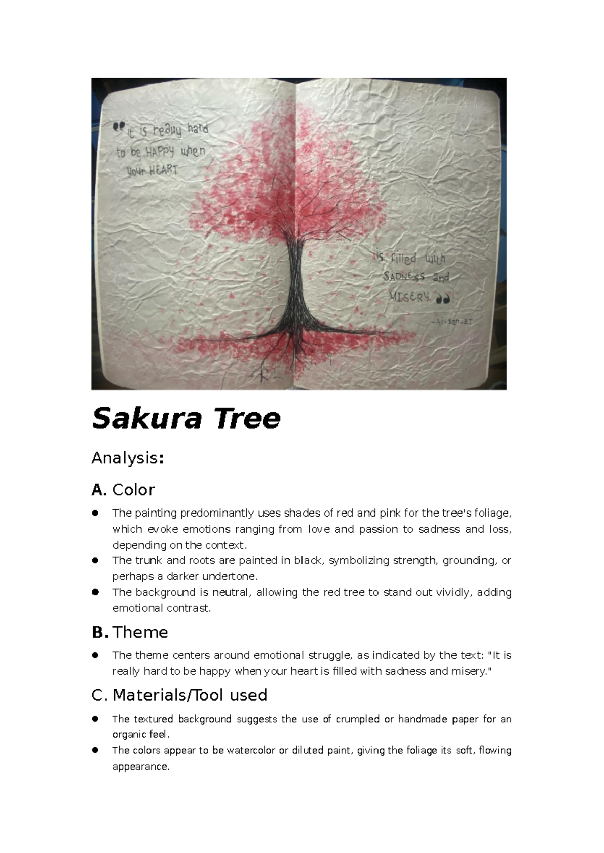 Activity 1 - act 1 - Sakura Tree Analysis: A. Color The painting ...