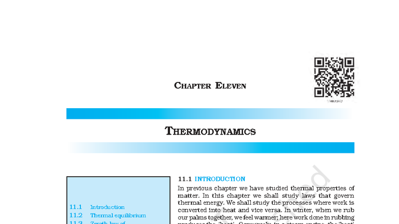 Keph204 - Chapter 11: Thermodynamics Overview and Key Concepts - Studocu
