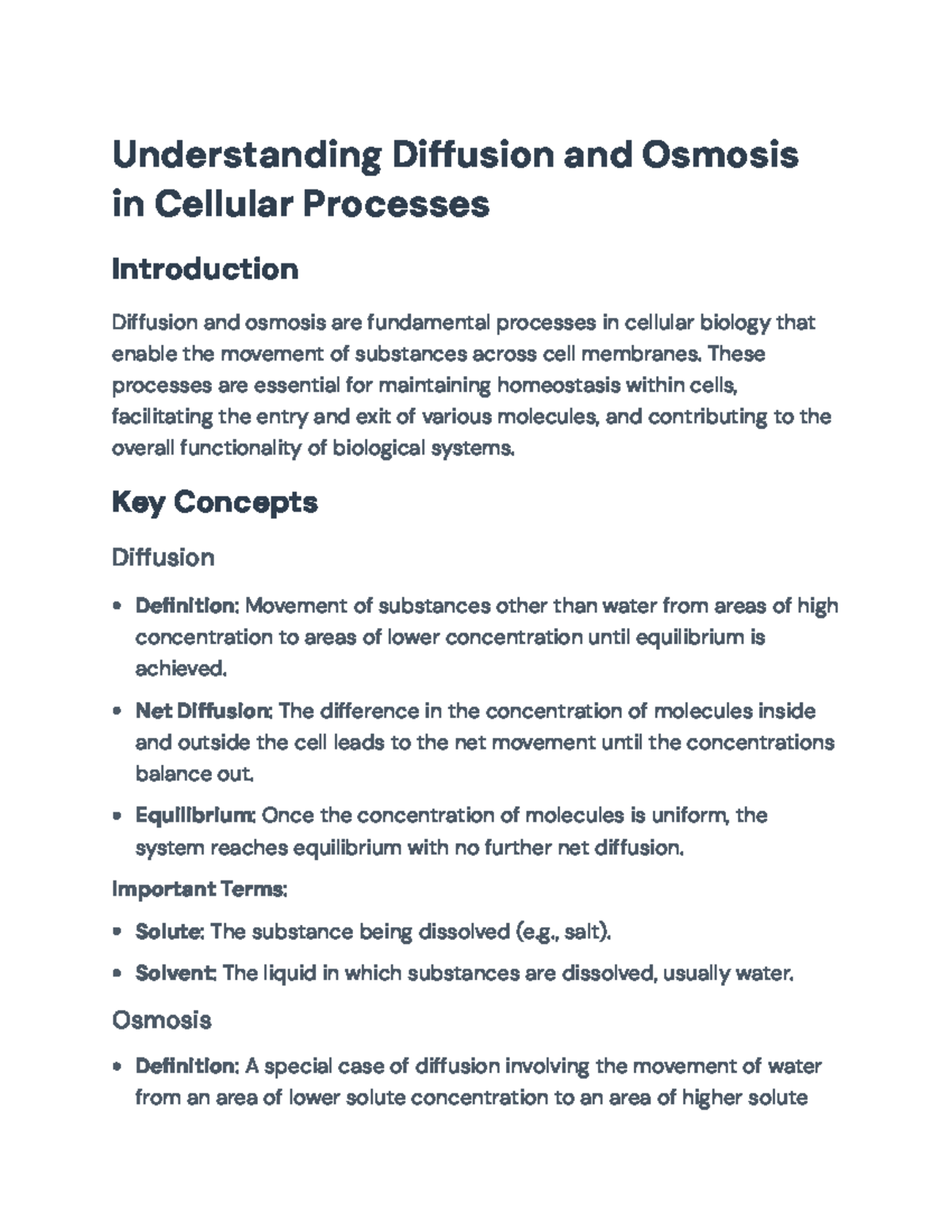 Understanding Diffusion and Osmosis in Cellular Processes ...