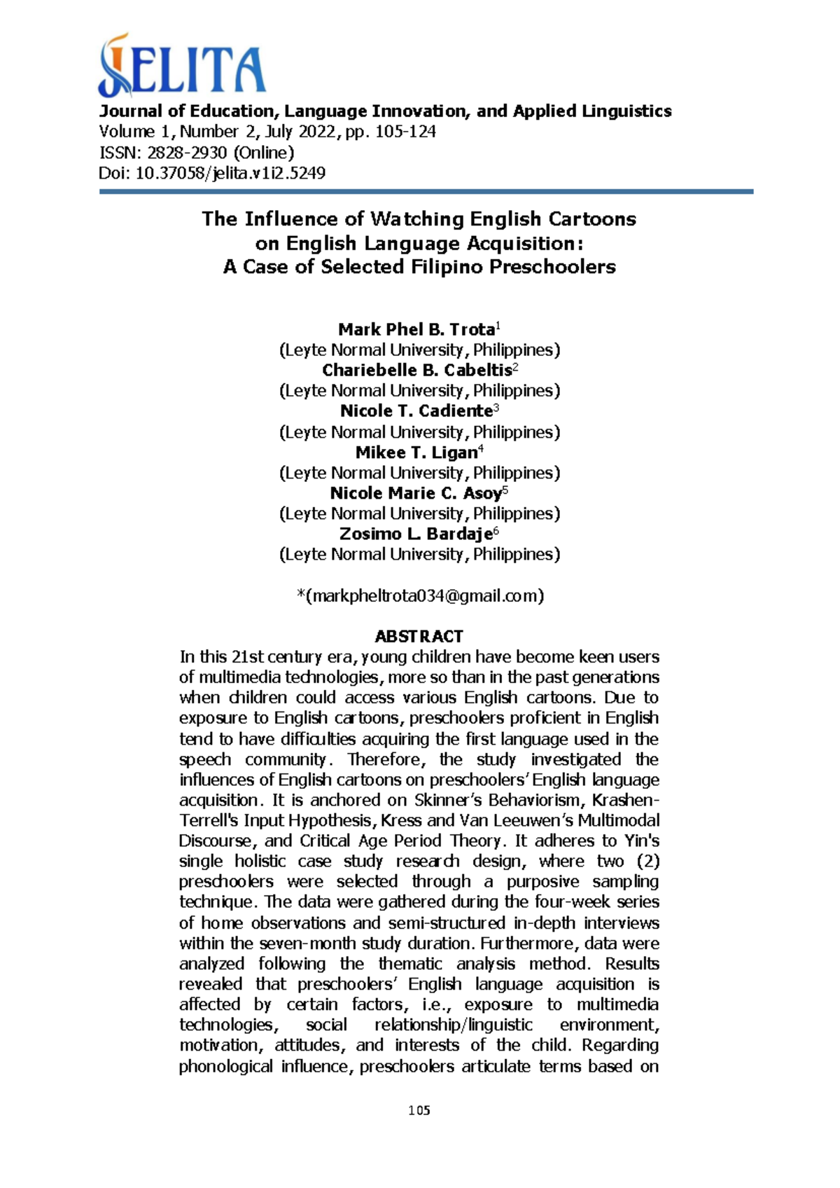 The Influence of English Cartoons on Language Acquisition in ...