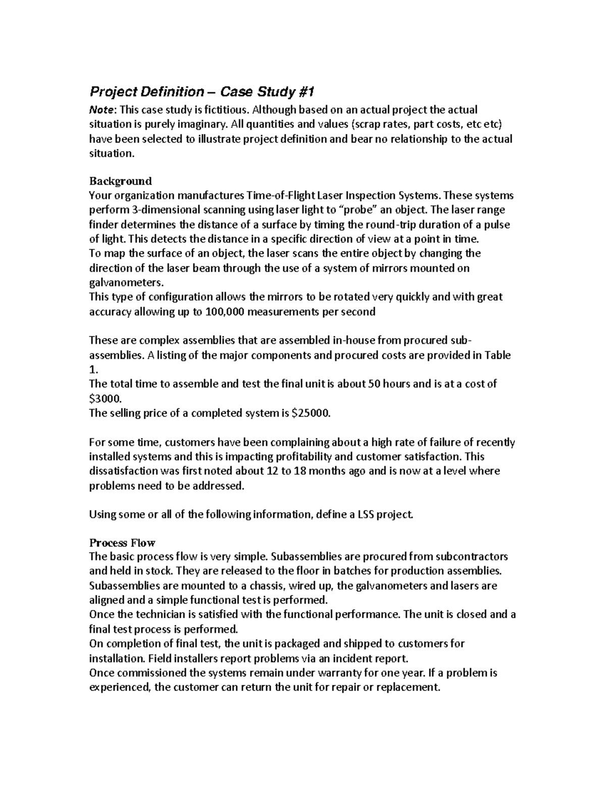 Assignment 2 Project Definition Case Study - Project Definition – Case ...