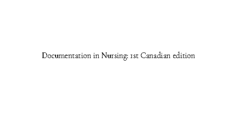 NUR 101: Documentation Best Practices in Nursing - 1st Canadian Edition ...