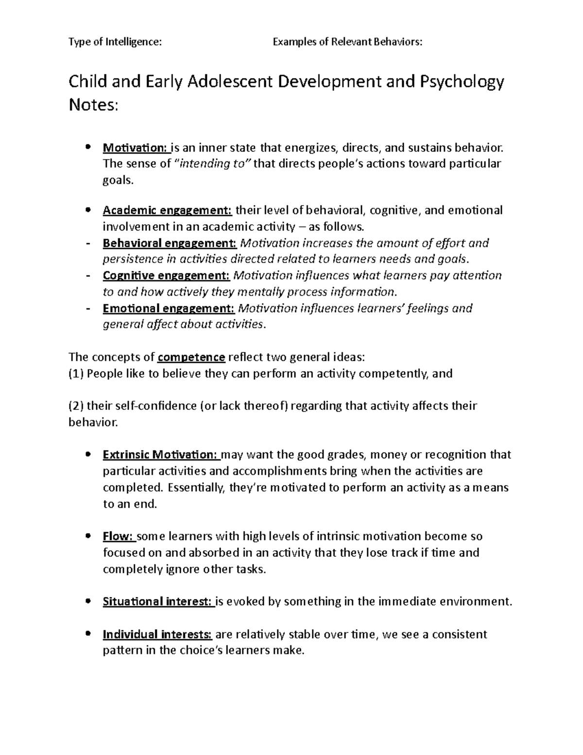 Child and Early Adolescent Development and Psychology Notes - Child and ...