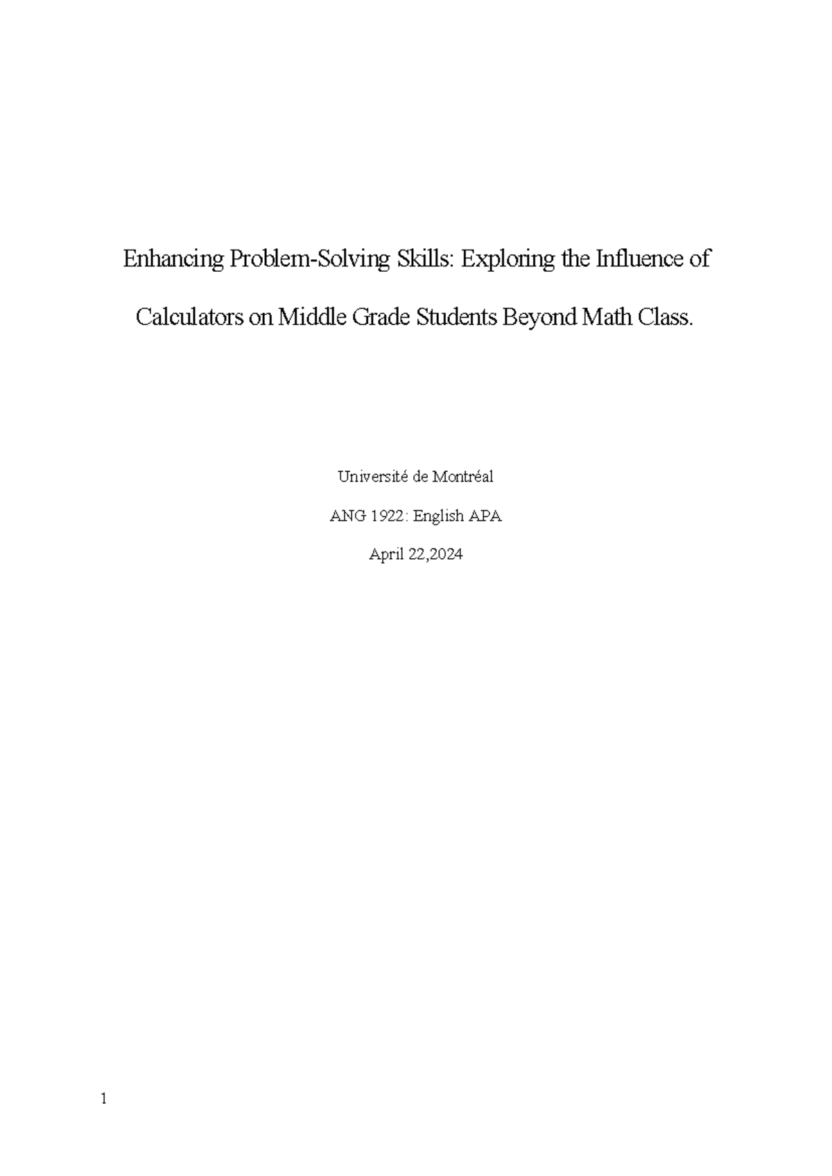 Exploring Calculator Impact on Middle Grade Students: ANG 1922 Final ...
