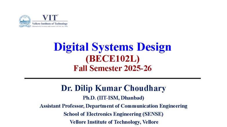 Digital Systems Design (BECE102L) Module 4: Data Path Circuits - Studocu