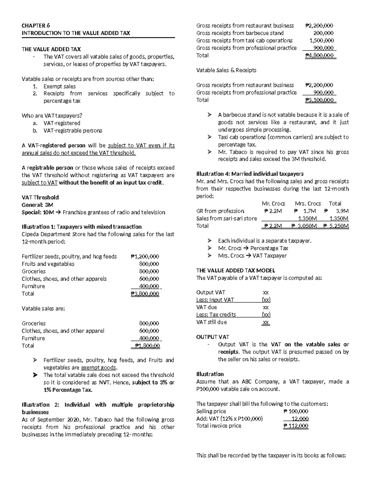 Comparison of VAT on Importation vs Final Withholding VAT - Studocu