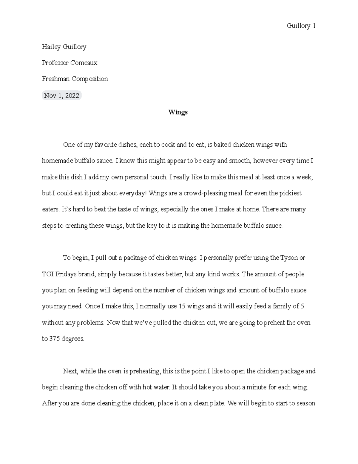 Essay 4 Process Analysis - Guillory 1 Hailey Guillory Professor Comeaux ...
