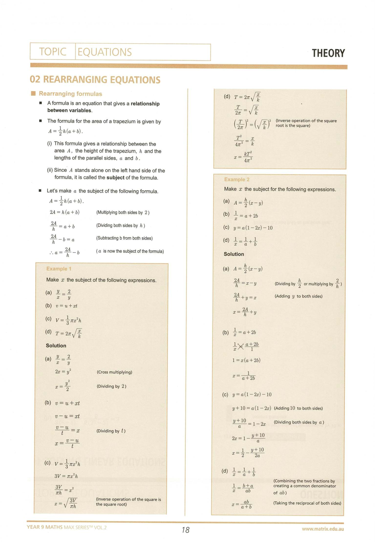 YEAR 9 MATHS MAX VOL.2: Rearranging Equations Notes - Studocu