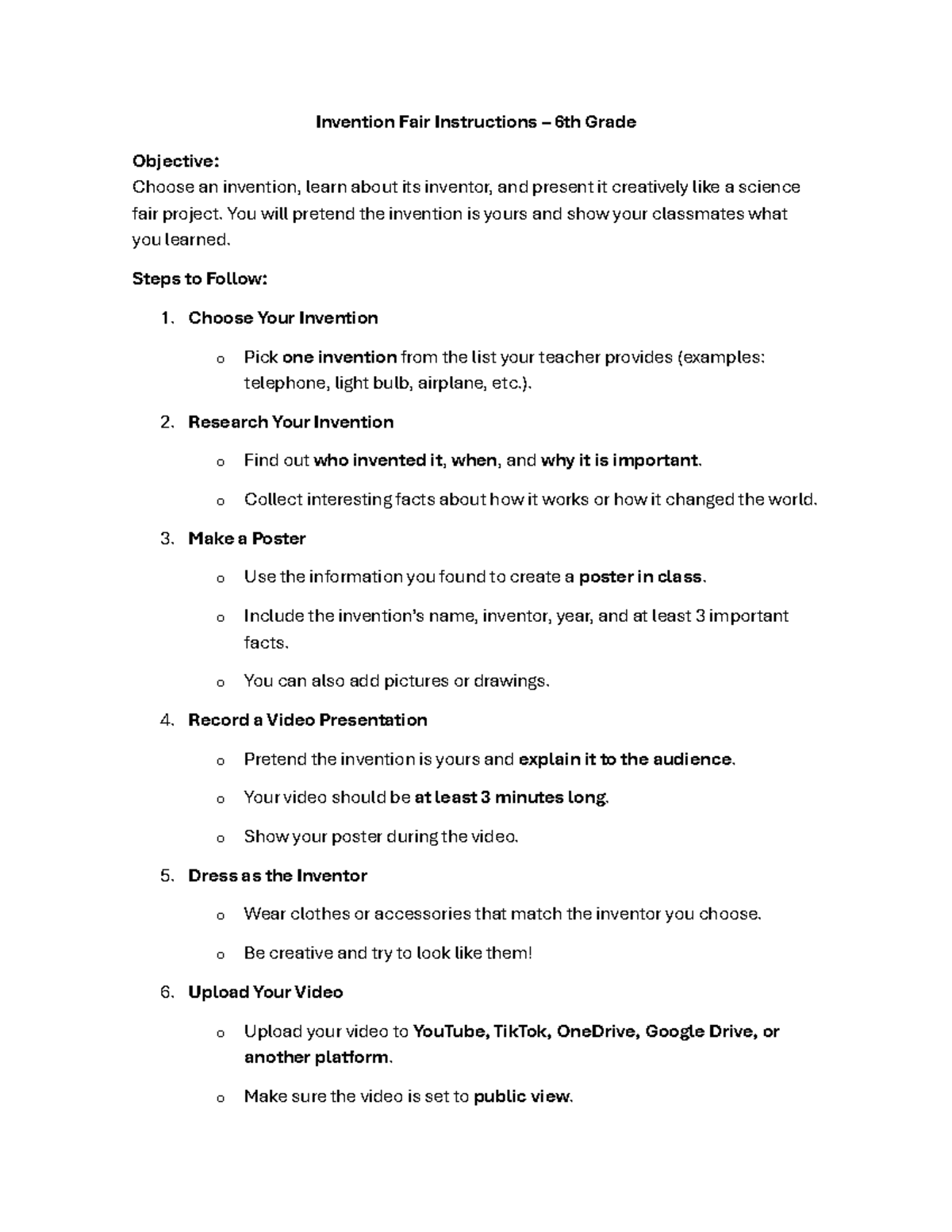 6th Grade Invention Fair Project Guidelines and Tips - Studocu