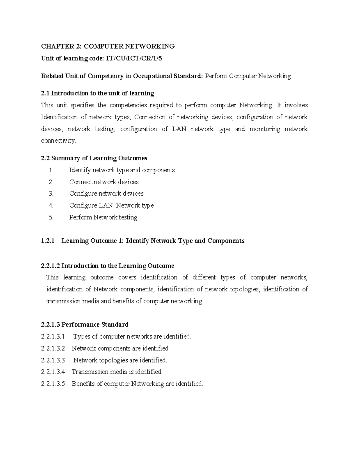 Learning Guide: Perform Networking Concepts - IT/CU/ICT/CR/1 - Studocu