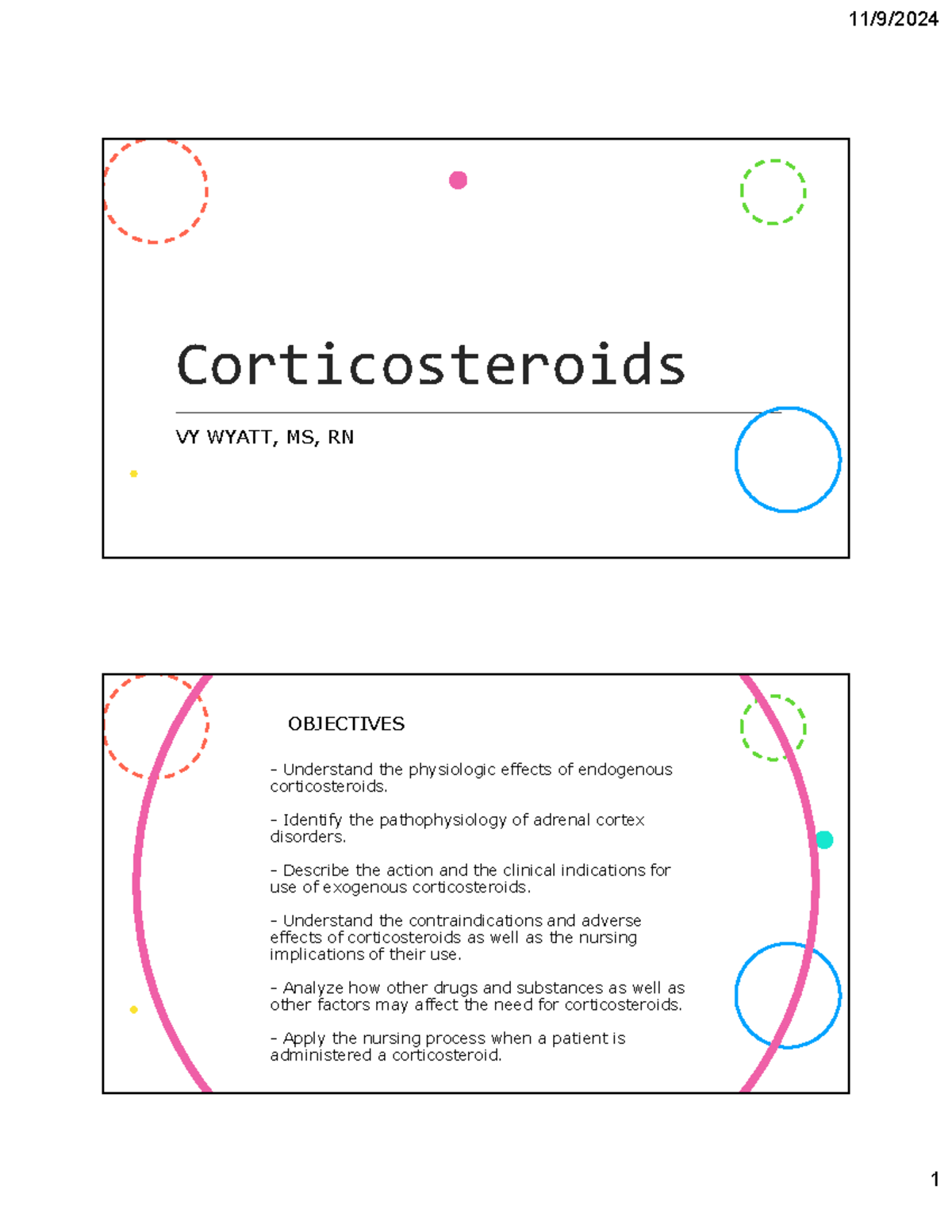 Corticosteroids Overview - Physiology & Nursing Implications - Studocu