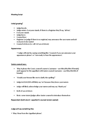 Moot court count 3&4 example script for case of Jackson and Drake ...