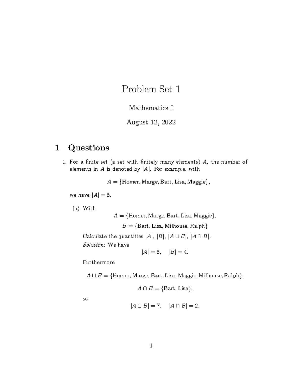 Problemset 01-sols-revised - Problem Set 1 Mathematics I August 12 ...