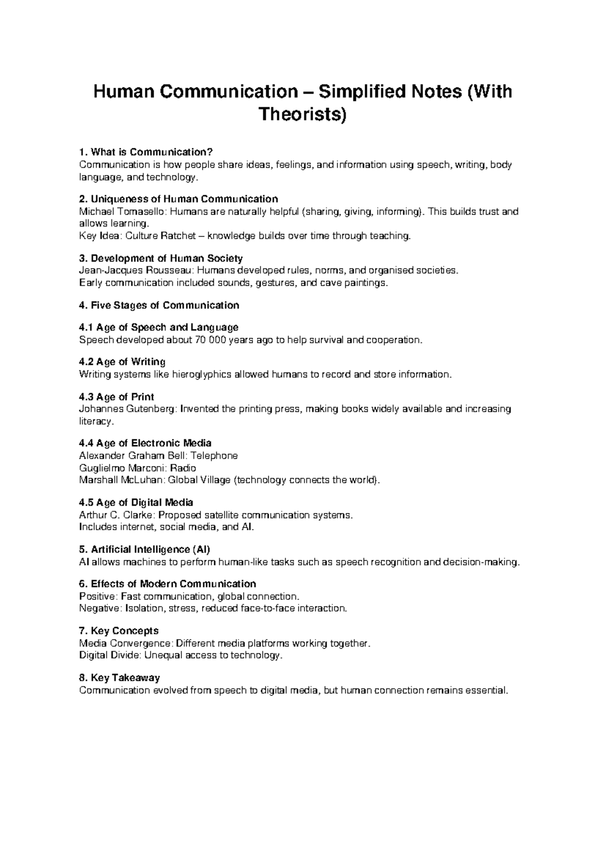 Human Communication – Simplified Notes - Studocu
