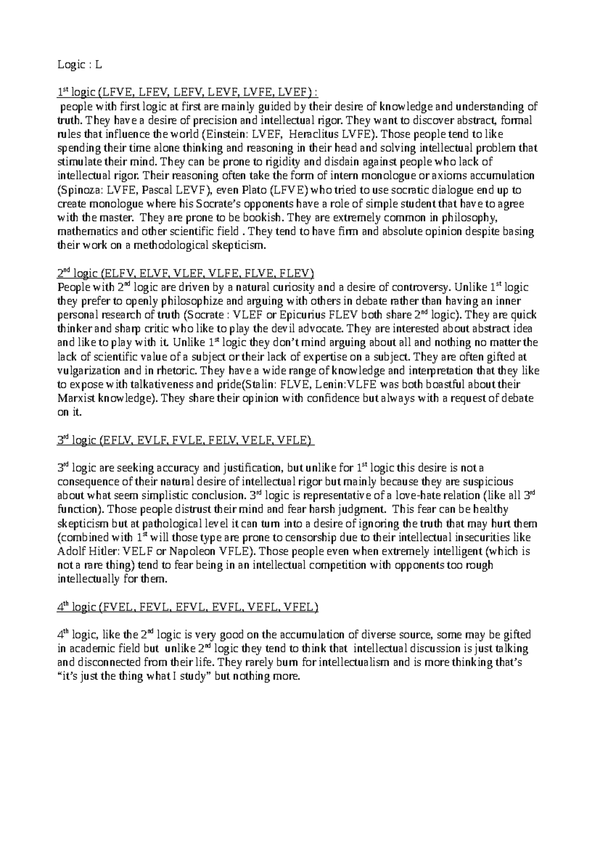 Psychosophy Functions Overview: Logic, Emotion, and Will - Studeersnel