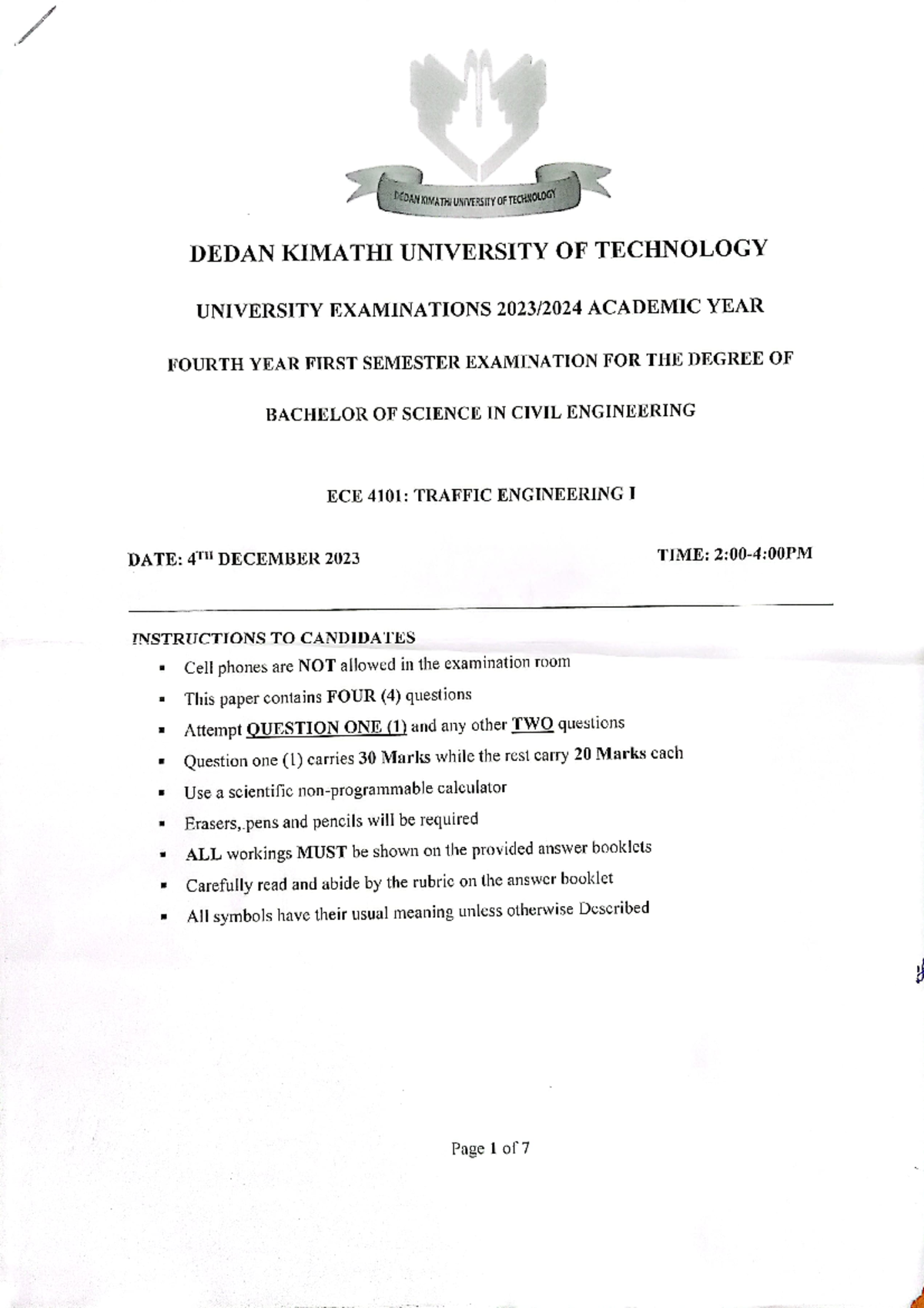 ECE 4101: Final Exam Notes on Traffic Engineering Concepts - Studocu