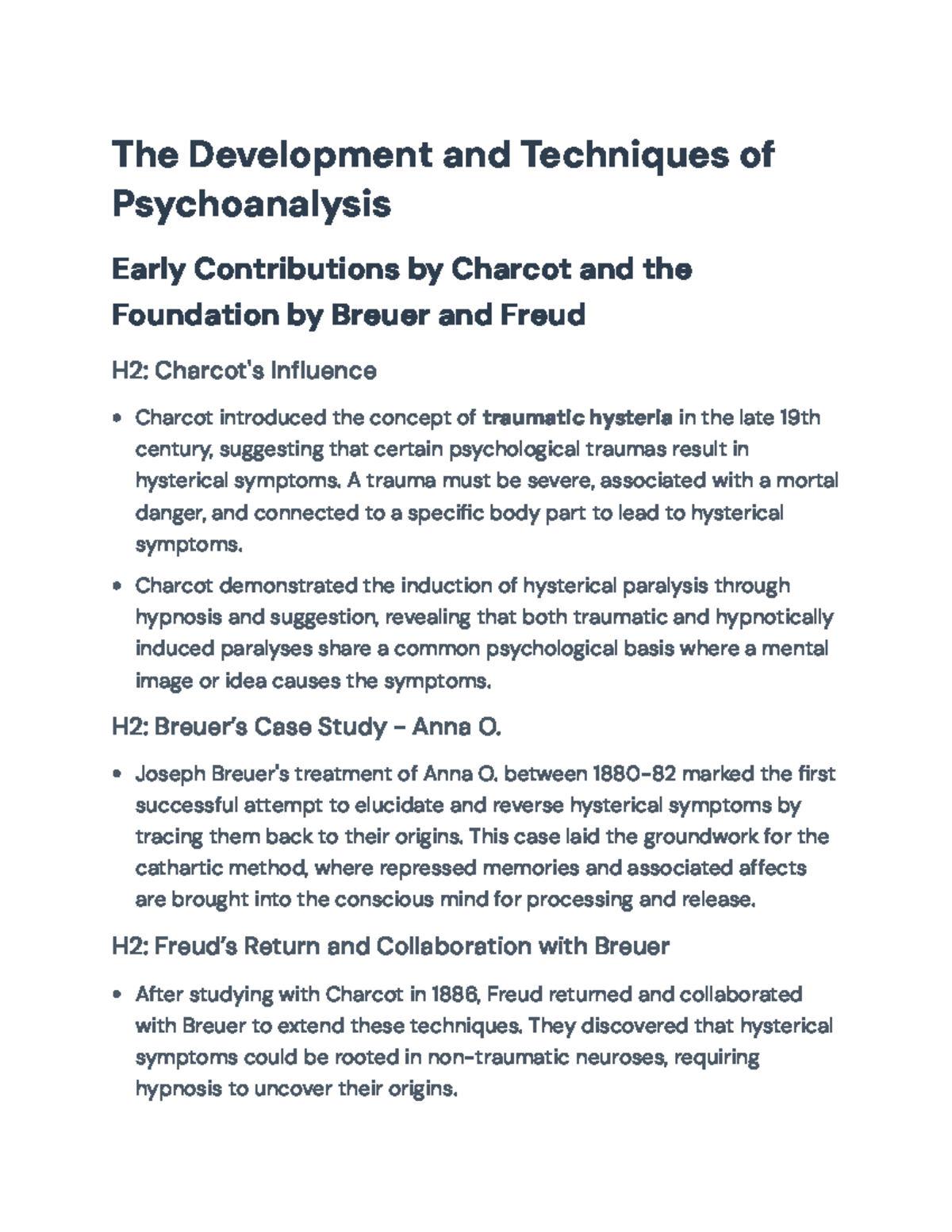 Psychoanalysis Development Overview: Insights from Charcot, Breuer ...