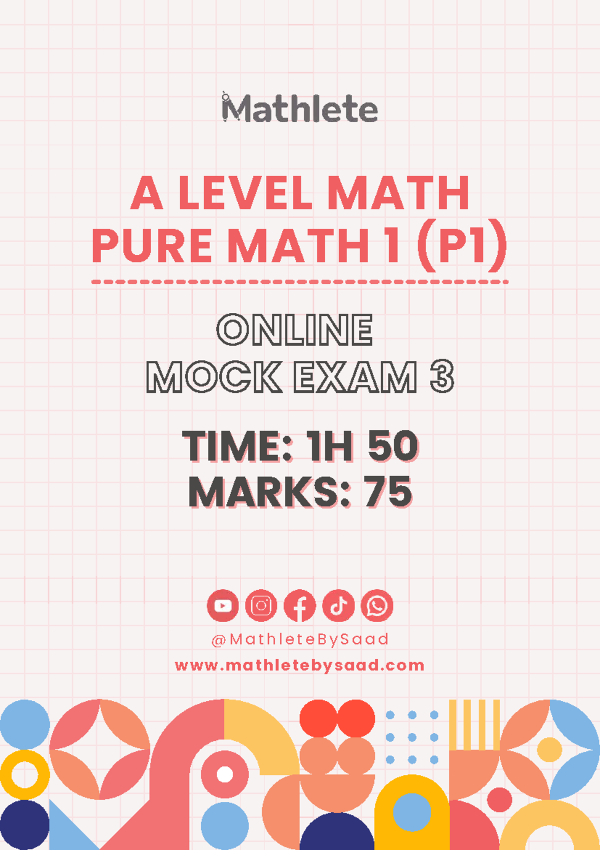 A LEVEL MATH PURE MATH 1 (P1) FINAL MOCK EXAM 3 PRACTICE PAPER - Studocu