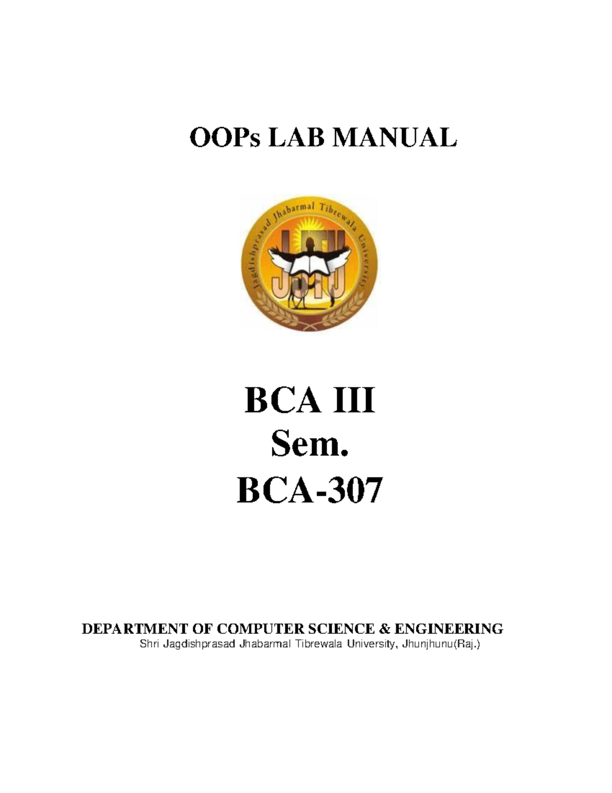OOPs LAB Manual BCA III - OOPs LAB MANUAL BCA III Sem. BCA- DEPARTMENT OF COMPUTER SCIENCE ...