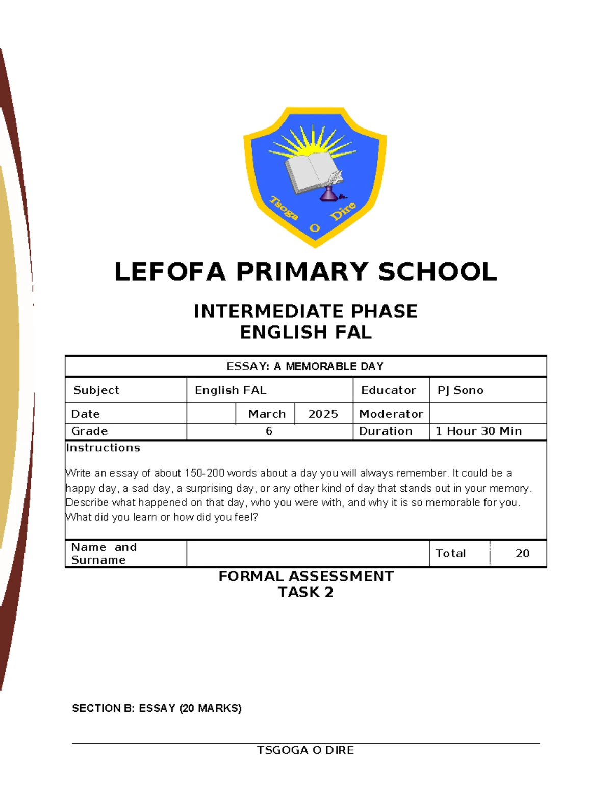 Grade 8 Maths Project - Term 3 - ST PAULINE PRE AND PRIMARY SCHOOL ...