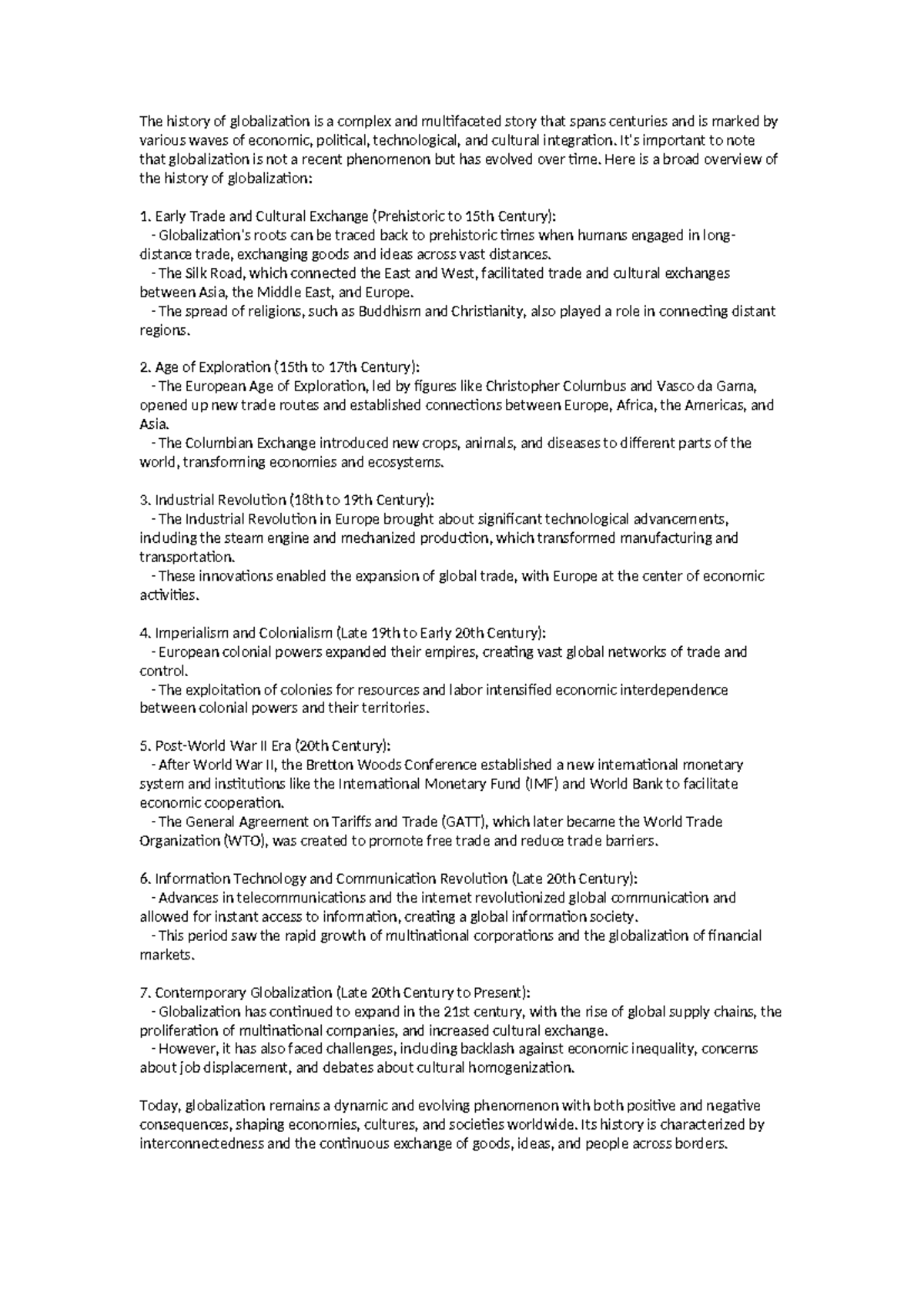 History of Globalization: A Comprehensive Overview of Key Eras - Studocu