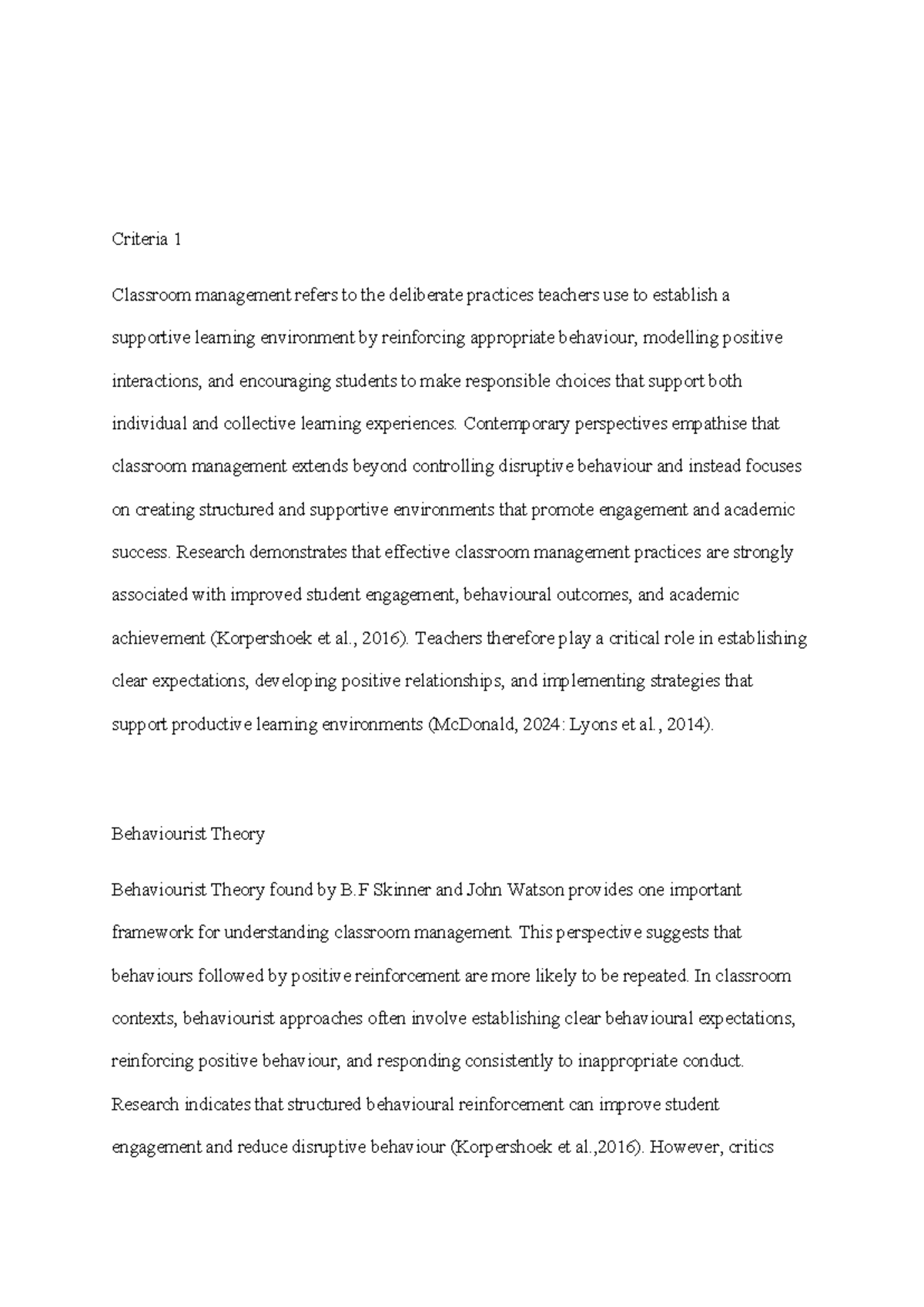 EDU 101: Position Statement on Effective Classroom Management ...