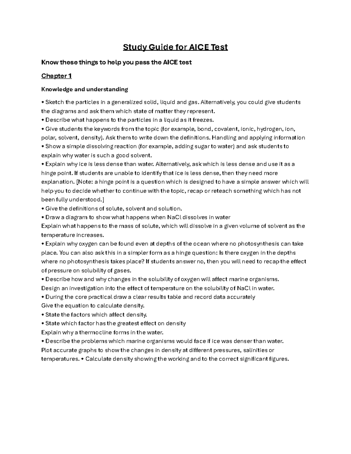 AICE Test 2023-2024 Study Guide: Key Concepts & Exam Strategies - Studocu