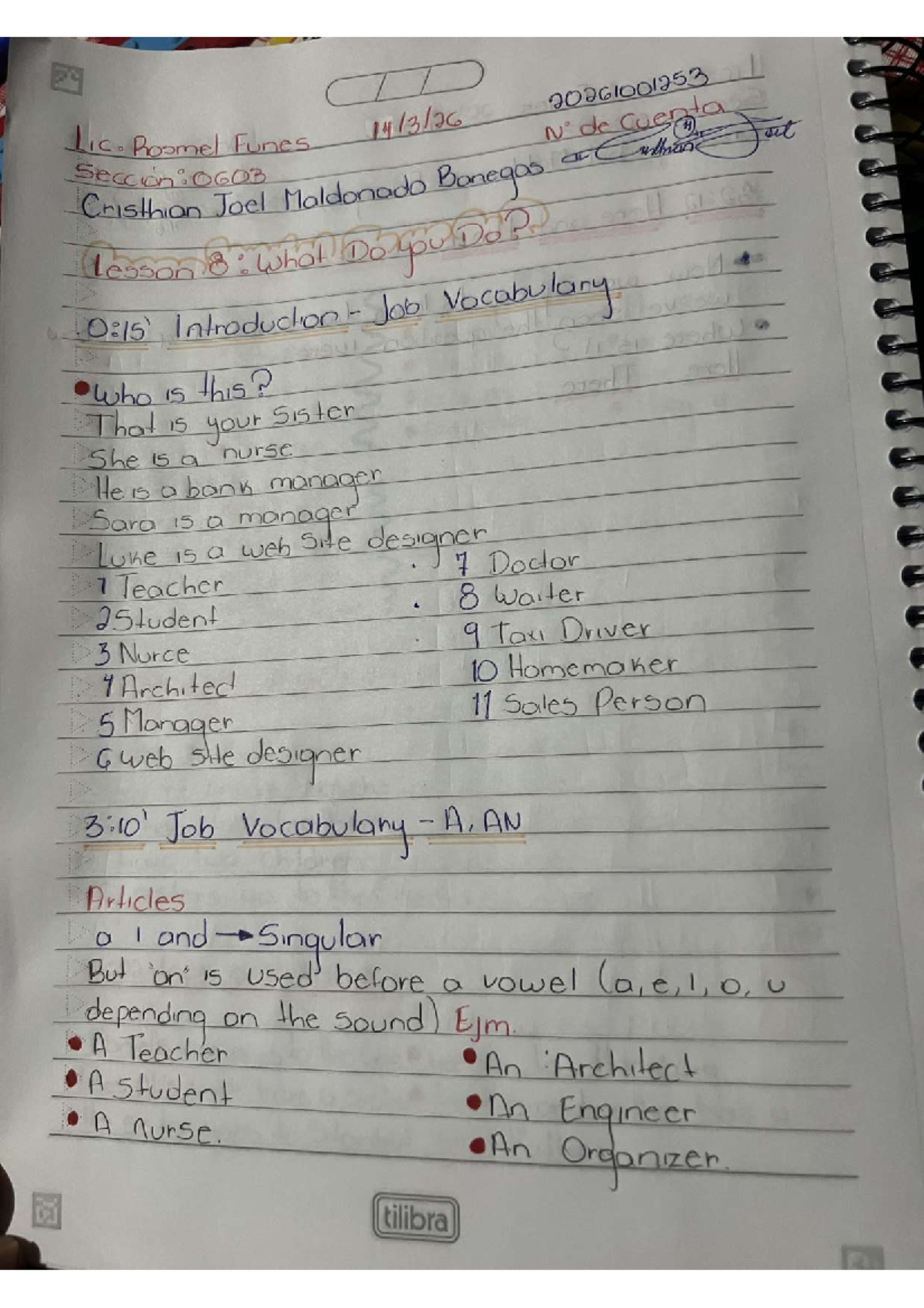 Lesson 8: Job Vocabulary & Questions - Lic. Funes 20261001253 - Studocu