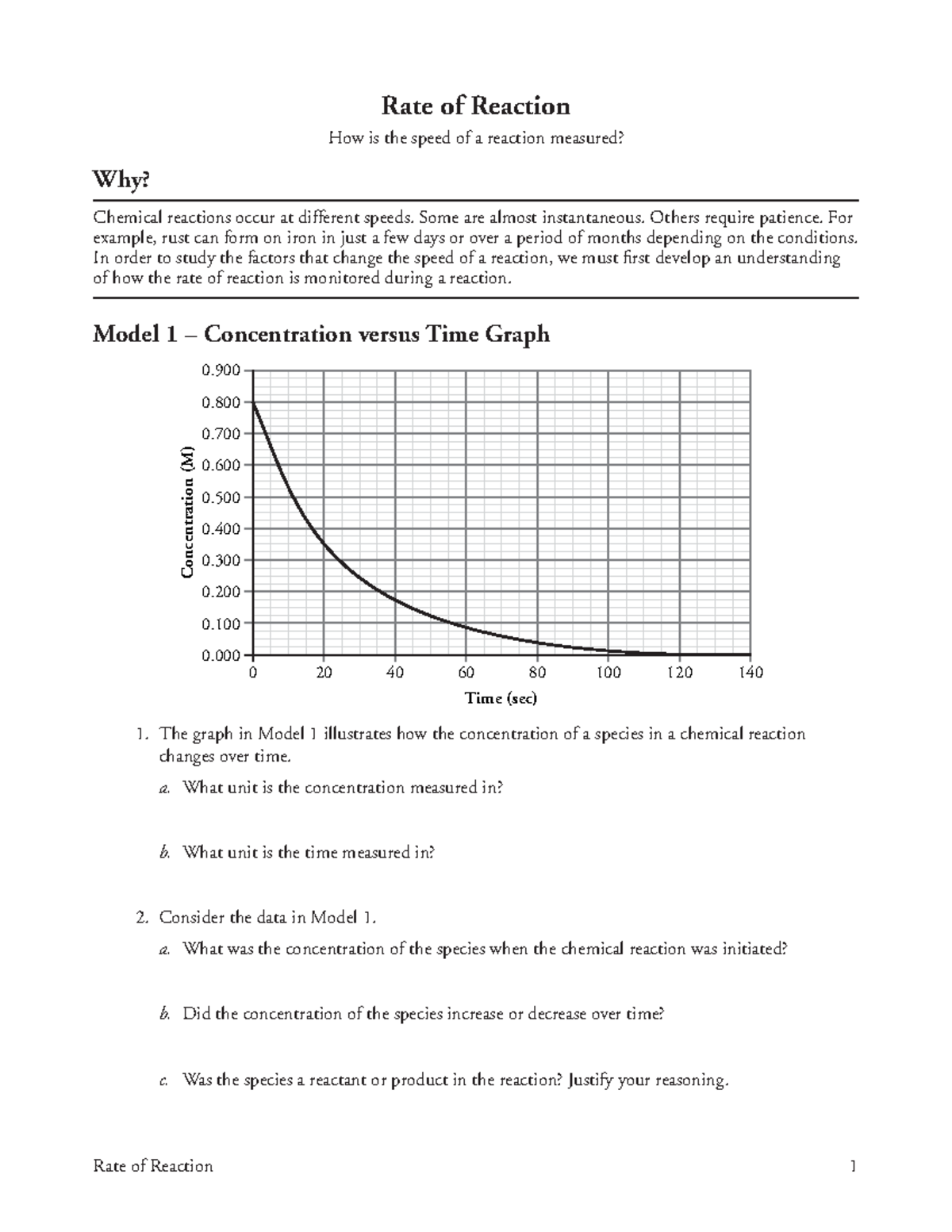 AP Chemistry Rate of Reaction Analysis and Calculations - Studocu