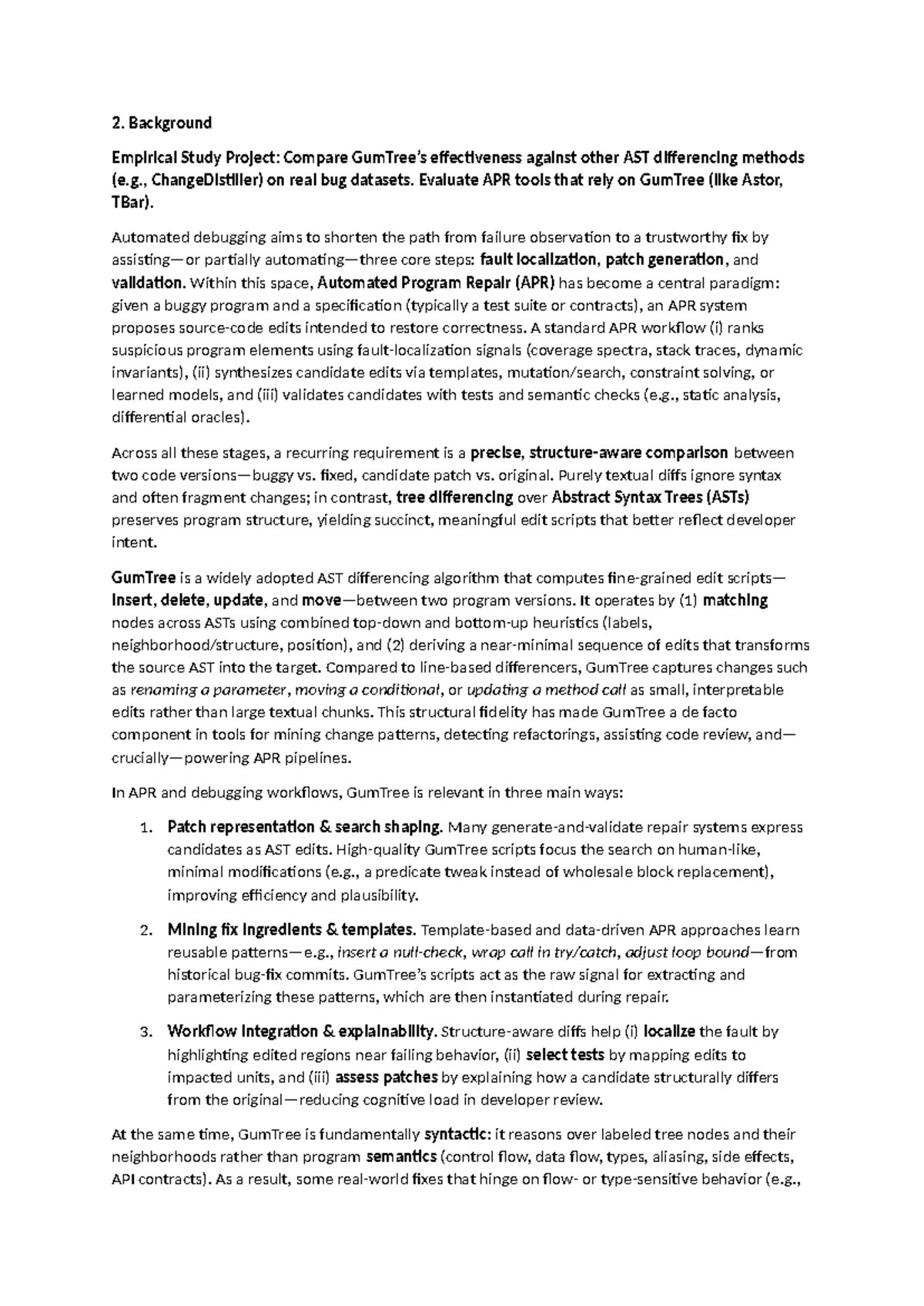 AST Differencing & APR Tools: Effectiveness Evaluation (Ass-2) - Studocu