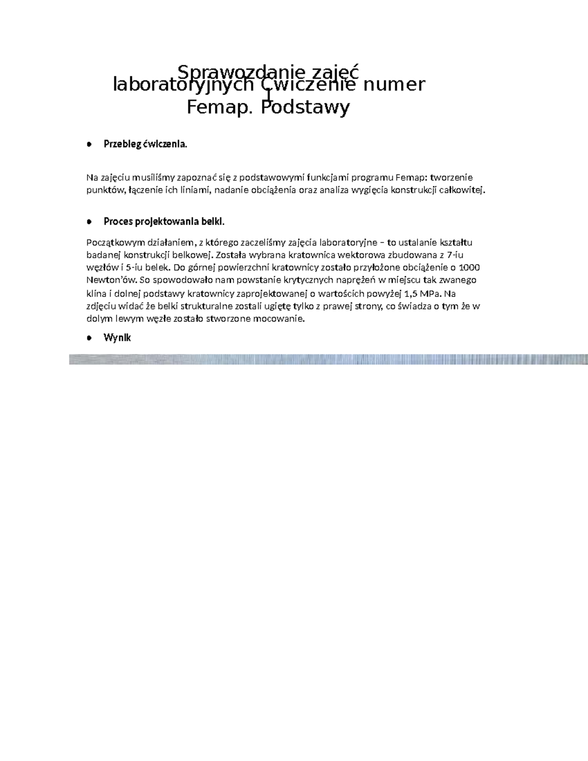 Spr 1 - Laboratorium Femap: Analiza Konstrukcji Kratownicy - Studocu